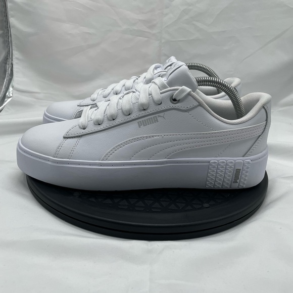 Puma | Shoes | New Puma Smash V2 Platform All White Leather Lace Up ...